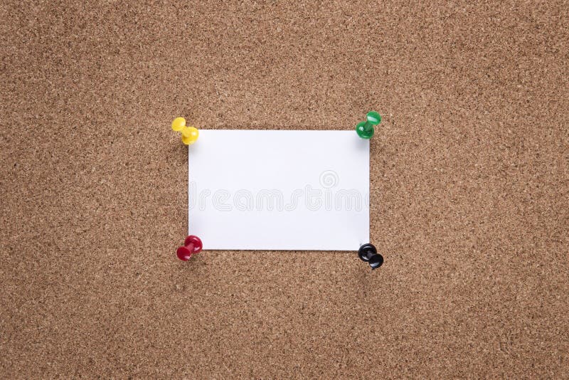 Pins on Pin-board with Notice Stock Photo - Image of colourful, empty ...