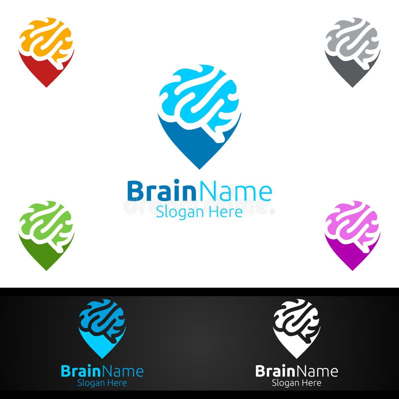 Brain Technology Logo with Think Idea Concept Design Stock Vector ...