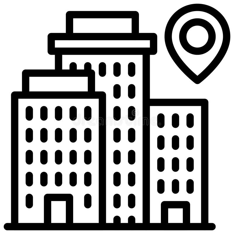 Pin with Building Icon, Location Map and Navigation Vector Stock Vector ...