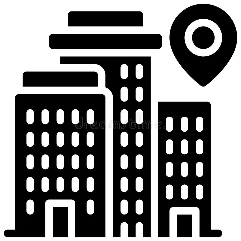 Pin with Building Icon, Location Map and Navigation Vector Stock Vector ...