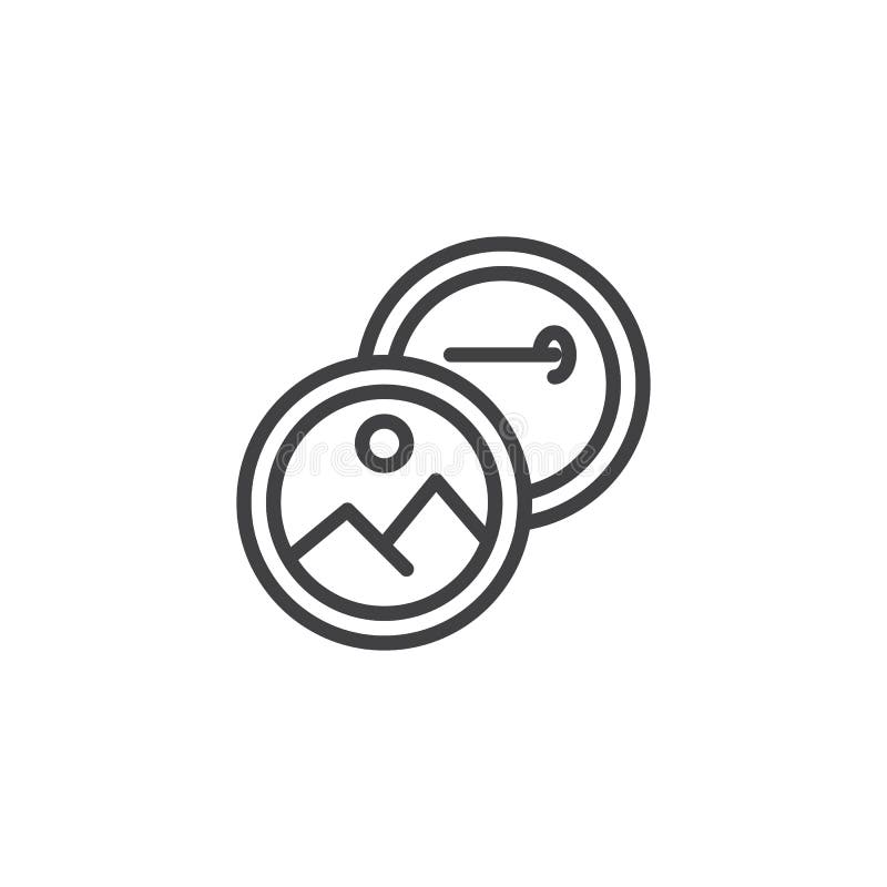 Pin button outline icon stock vector. Illustration of circle - 126607399