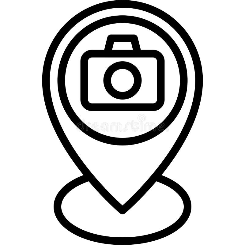 Pin with Camera Sign Icon, Location Map and Navigation Vector Stock ...