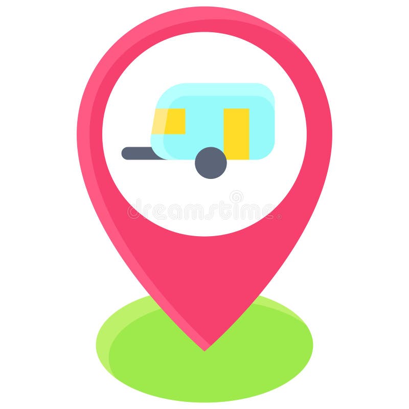 Pin with Camper Trailer Sign Icon, Location Map and Navigation Vector ...
