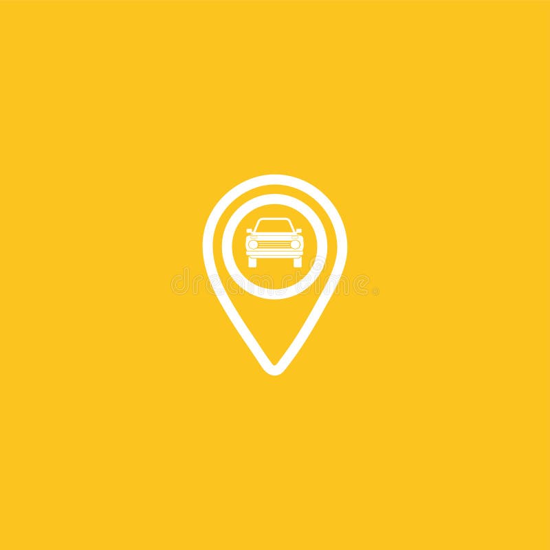 Pin Car on Map Icon Illustration. Stock Vector - Illustration of guide ...