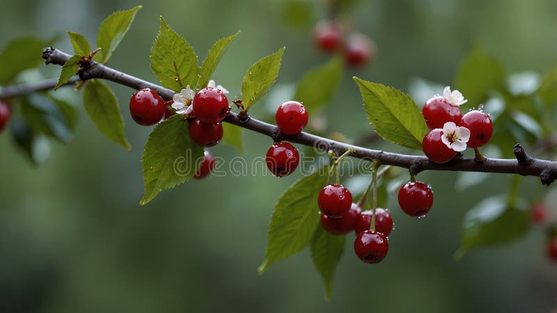 Pin Cherry Branch with Shallow Depth of Field Ideal for Copy Space ...