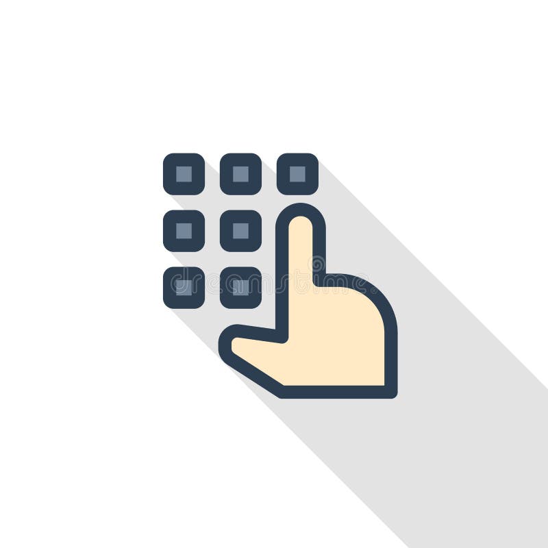 Pin Code Keypad, Access Security Lock, Hand Pushing Thin Line Icon ...
