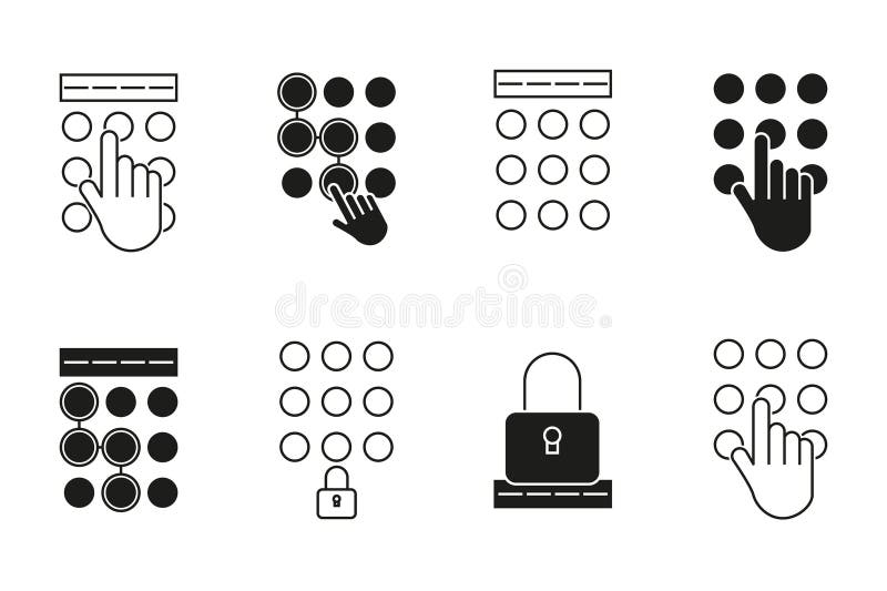 Pin Code Password Icons Collection on a White Background Stock Vector ...