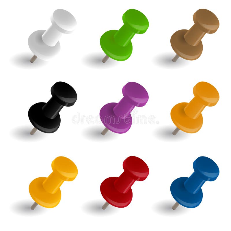 Pin Collection 9 colors stock vector. Illustration of marketing - 69246310