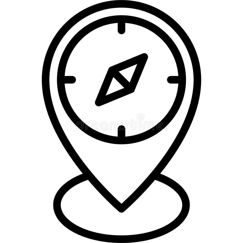 Pin with Compass Sign Icon, Location Map and Navigation Vector Stock ...