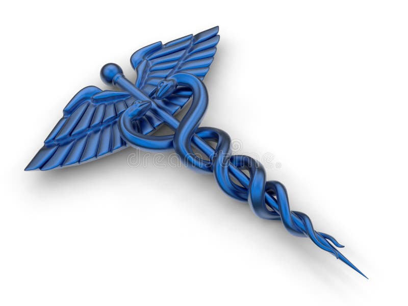 Símbolo Médico De La Serpiente Azul Caduceus Aislado En Fondo Blanco ...