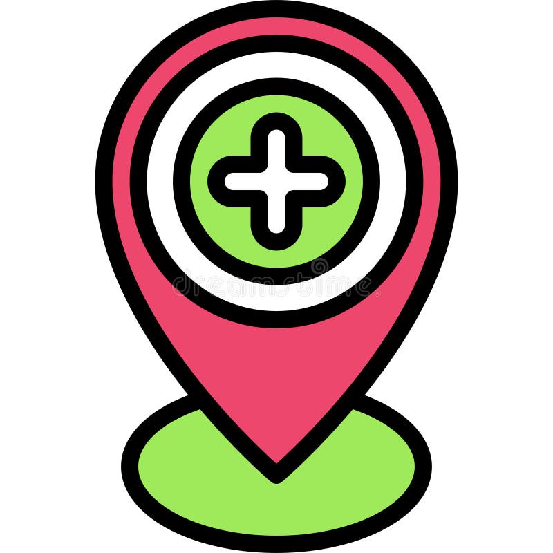 Pin with Cross Sign Icon, Location Map and Navigation Vector Stock ...