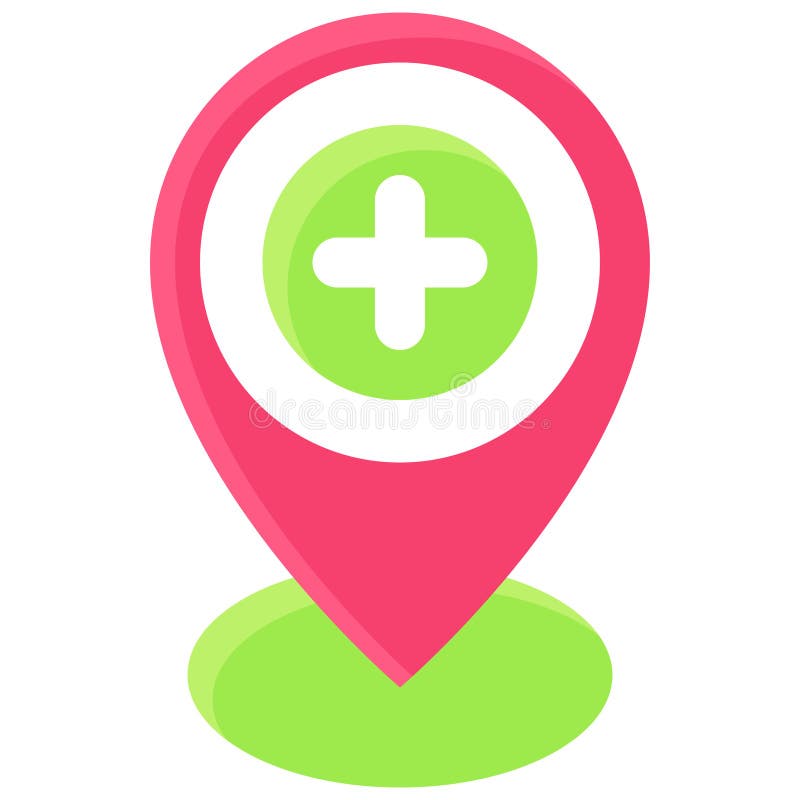 Pin with Cross Sign Icon, Location Map and Navigation Vector Stock ...