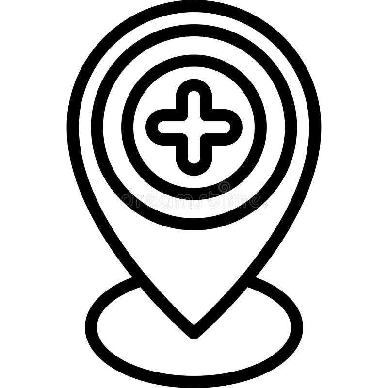 Pin with Cross Sign Icon, Location Map and Navigation Vector Stock ...