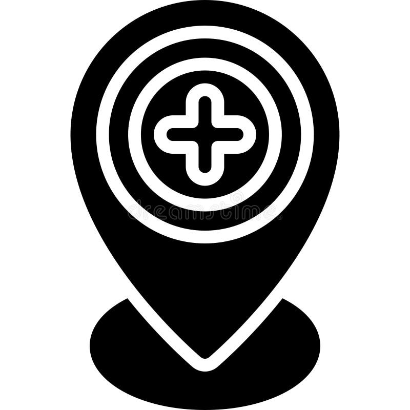 Pin with Cross Sign Icon, Location Map and Navigation Vector Stock ...