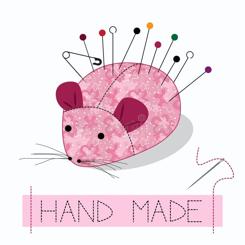 Pin cushion with pins stock vector. Illustration of tailor - 66831861