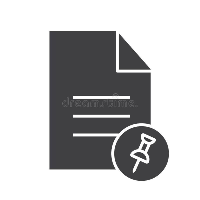 Pin document glyph icon stock illustration. Illustration of business ...
