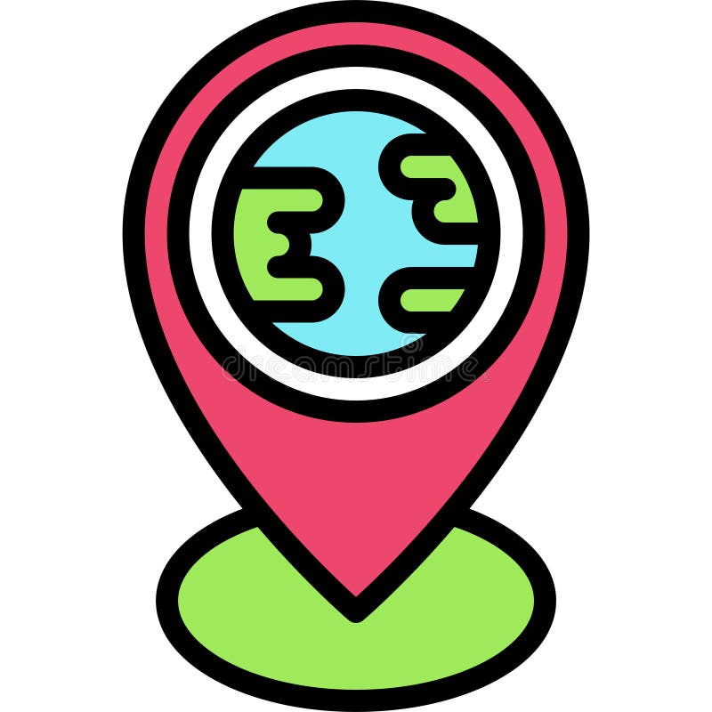Pin with Earth Sign Icon, Location Map and Navigation Vector Stock ...