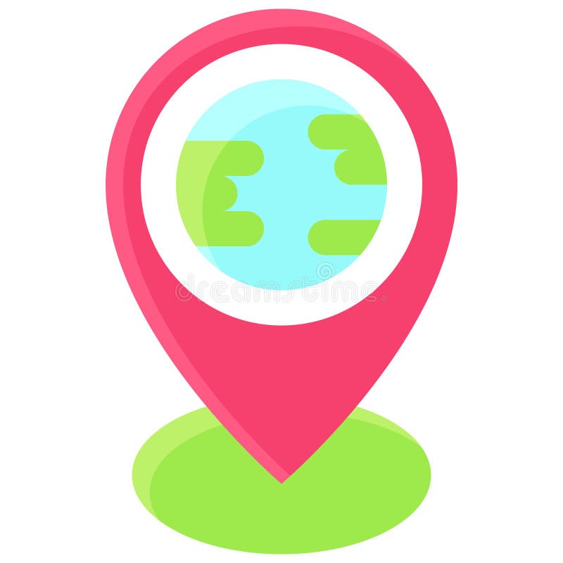 Pin with Earth Sign Icon, Location Map and Navigation Vector Stock ...