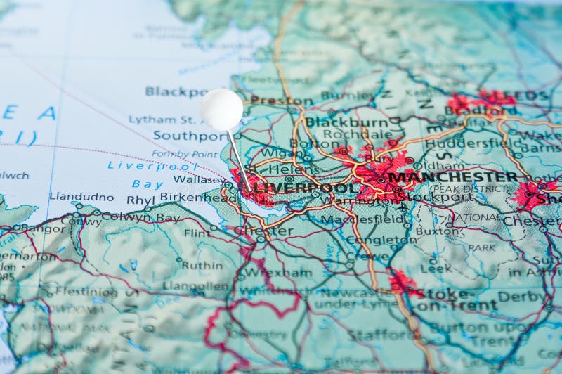 Liverpool en mapa imagen de archivo. Imagen de liverpool - 104593215