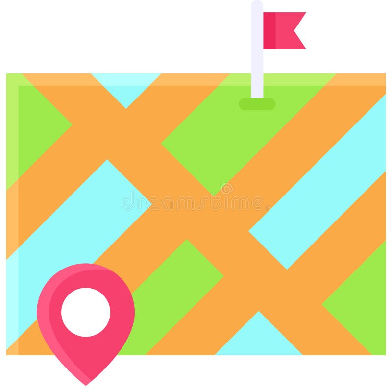 Pin and Flag on Map Icon, Location Map and Navigation Vector Stock ...