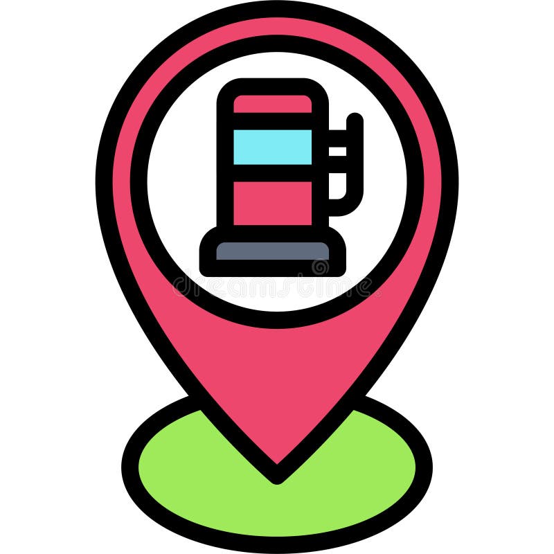 Pin with Gas Station Sign Icon, Location Map and Navigation Vector ...