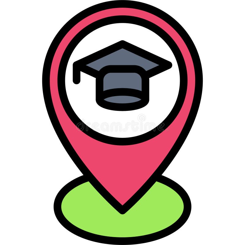 Pin with Graduation Cap Icon, Location Map and Navigation Vector Stock ...