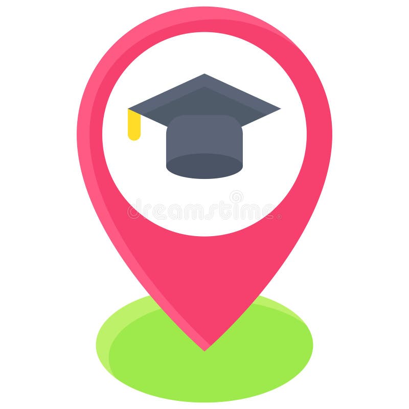 Pin with Graduation Cap Icon, Location Map and Navigation Vector Stock ...