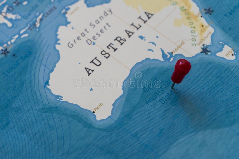 A Pin on Great Australian Bight in the World Map Stock Photo - Image of ...