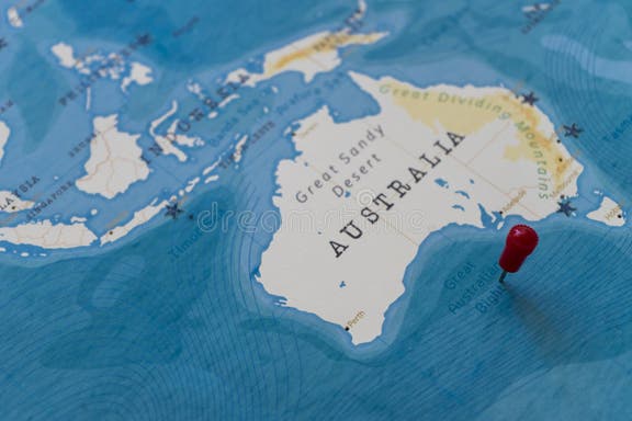 A Pin on Great Australian Bight in the World Map Stock Image - Image of ...