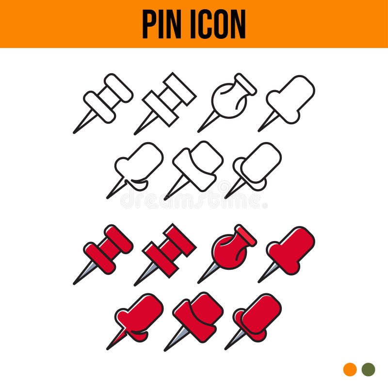 Pin Icon Design Set with Line and Expand Color Stock Vector ...
