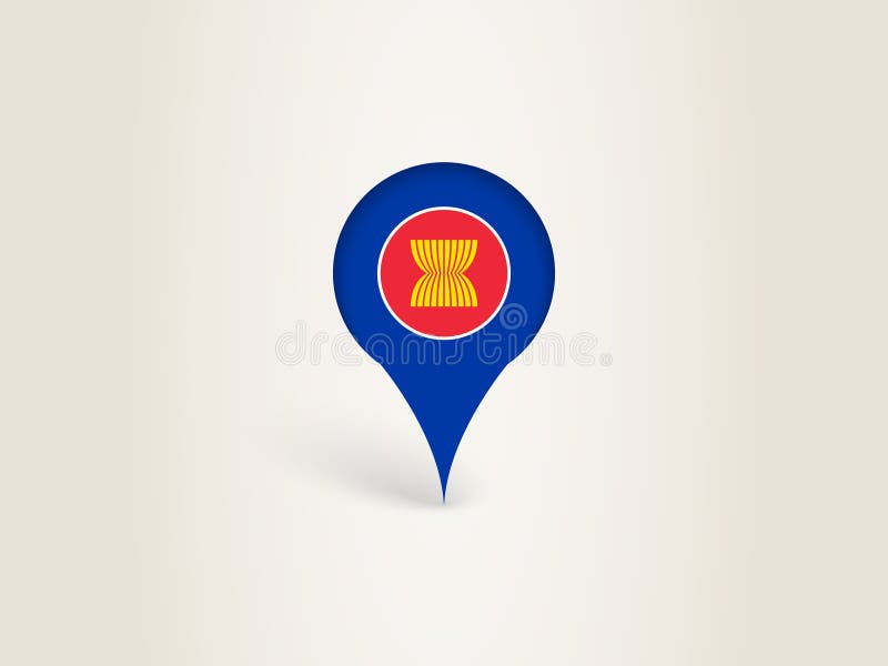 Pin Icon with ASEAN National Flag Stock Illustration - Illustration of ...