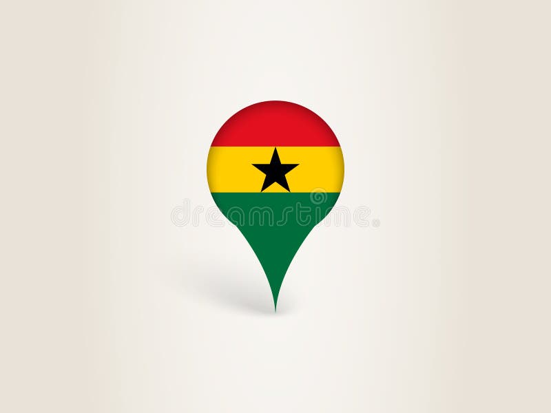 Pin Icon with Ghana National Flag Stock Vector - Illustration of flag ...