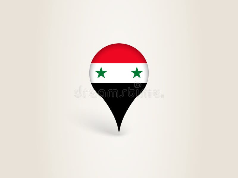 Syria Map, Stylish Location Icon with Syria Map and Flag Stock Vector ...