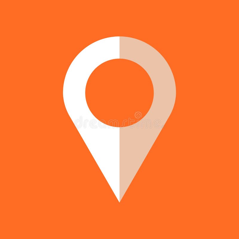 Pin Icon Vector. Location Sign in Flat Style Isolated on Orange Stock ...