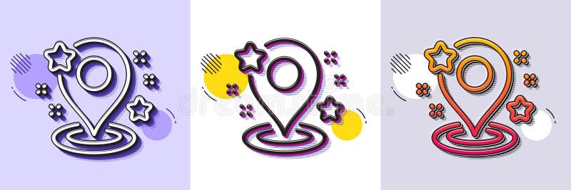 Pin Line Icon. Map Place Marker Sign. Halftone Dotted Pattern. Vector ...