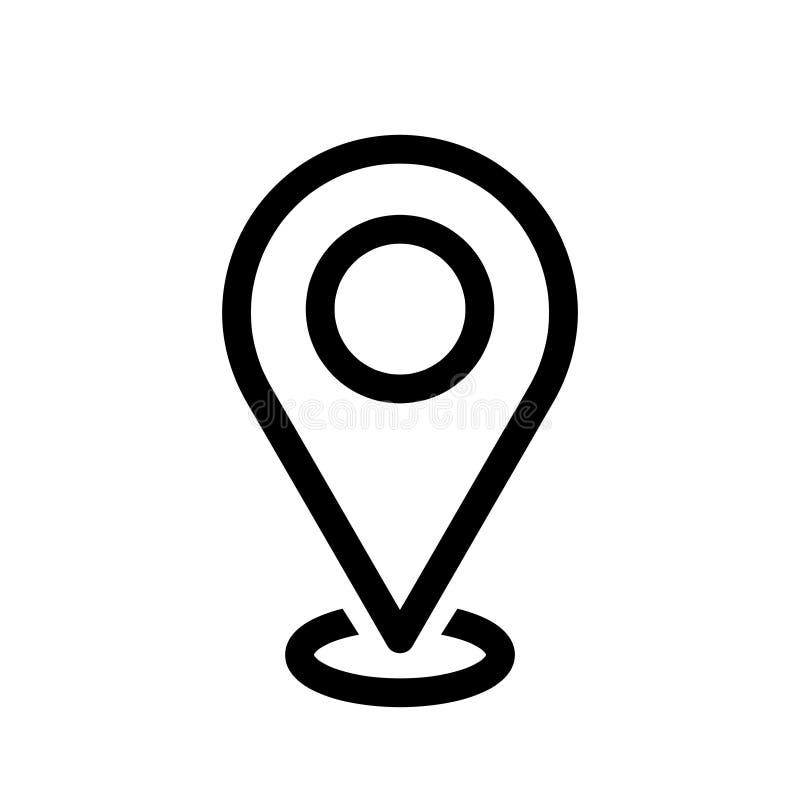 Pin Location Black Line Vector Icon, Map Point Stock Vector ...