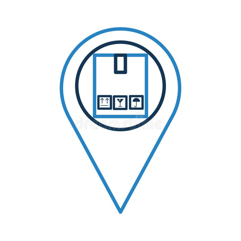 Pin Location with Box Carton Delivery Icon Stock Vector - Illustration ...