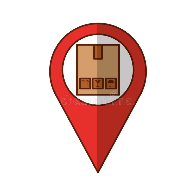 Pin Location with Box Carton Delivery Icon Stock Vector - Illustration ...
