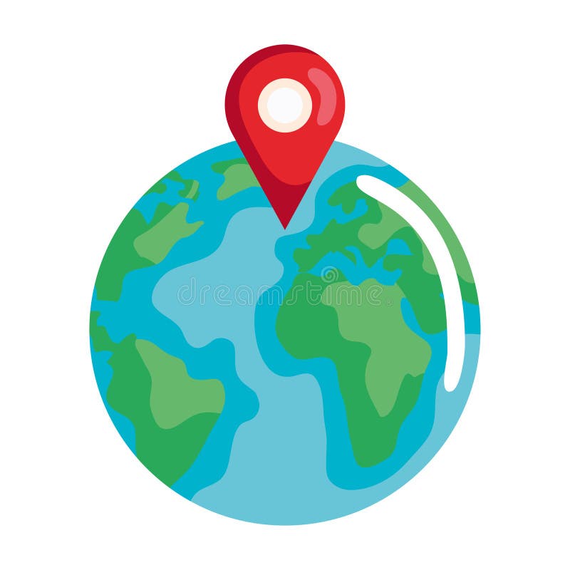 Pin Location in Earth Planet Stock Vector - Illustration of position ...