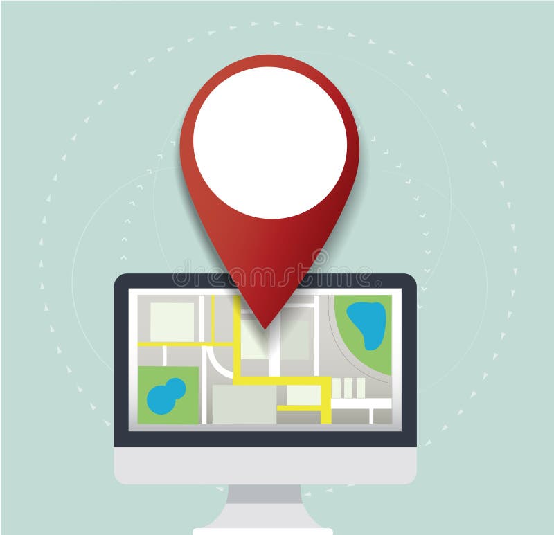 Pin Location Icon and Map on Computer Vector, the Concept of Travel ...