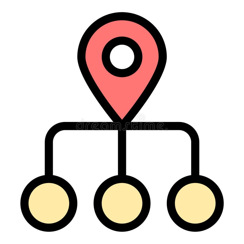 Pin Location Network Icon Flat Line Style Illustration Representing ...