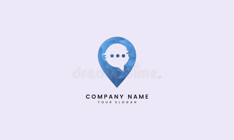 Pin Location Wave Blue Chat Logo Abstract Stock Vector - Illustration ...