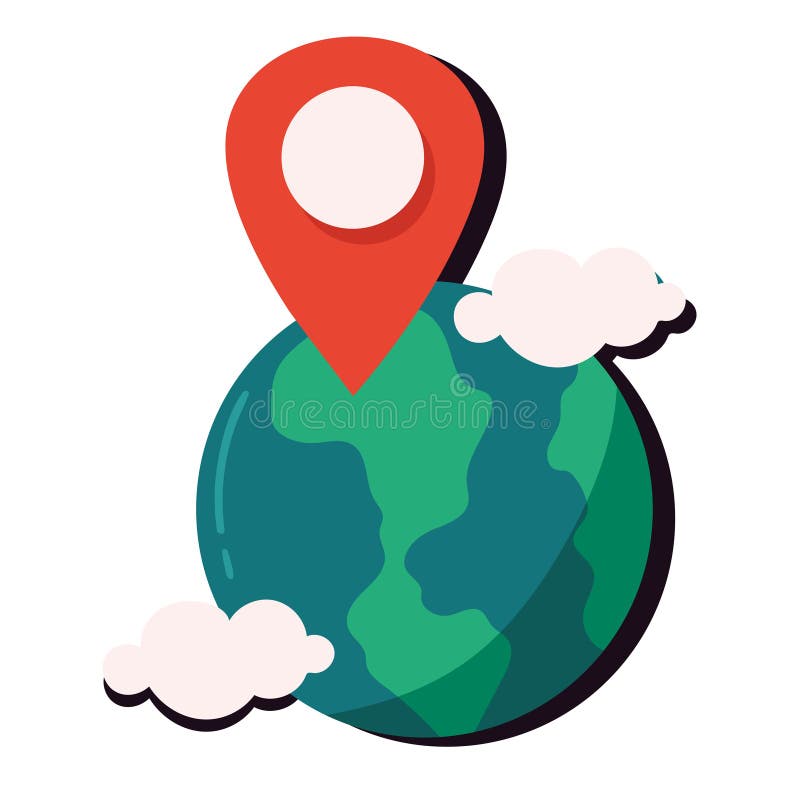 Pin Location in World Planet Stock Vector - Illustration of icon ...