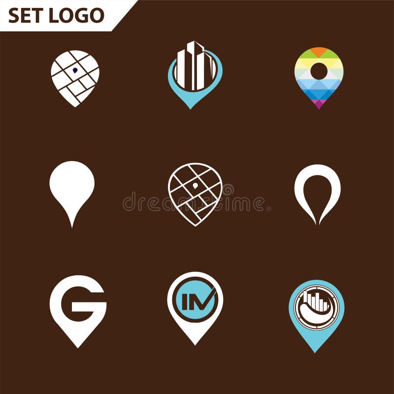Pin Locations Vector Logo Design Template Elements Collection Stock ...