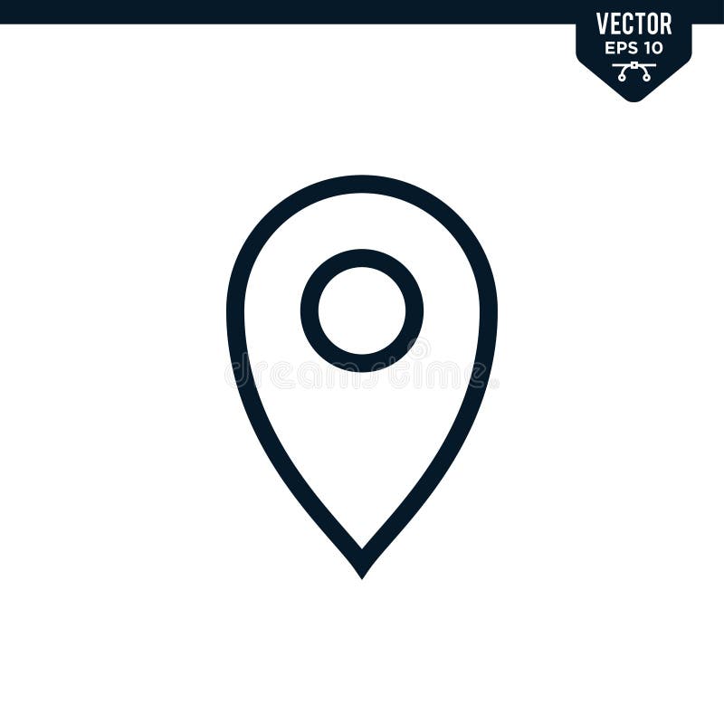 Pin Locator Icon Collection, Outlined Style Stock Vector - Illustration ...