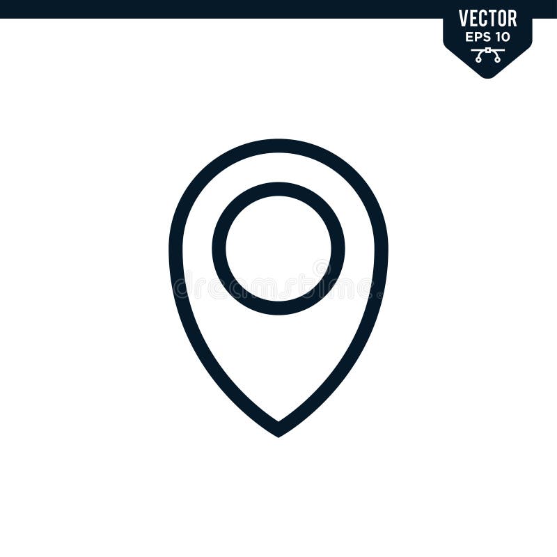 Pin Locator Icon Collection, Outlined Style Stock Vector - Illustration ...