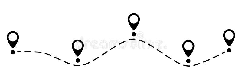 Pin map dotted line stock illustration. Illustration of roadmap - 264211832