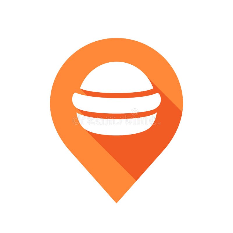 Pin Map and Fast Food Logotemplat, Flat Burger Icon Design - Vector ...