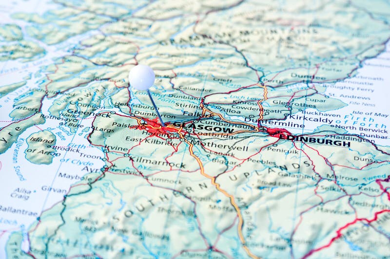 Pin on Map with Glasgow City Stock Photo - Image of pushpin, pointer ...