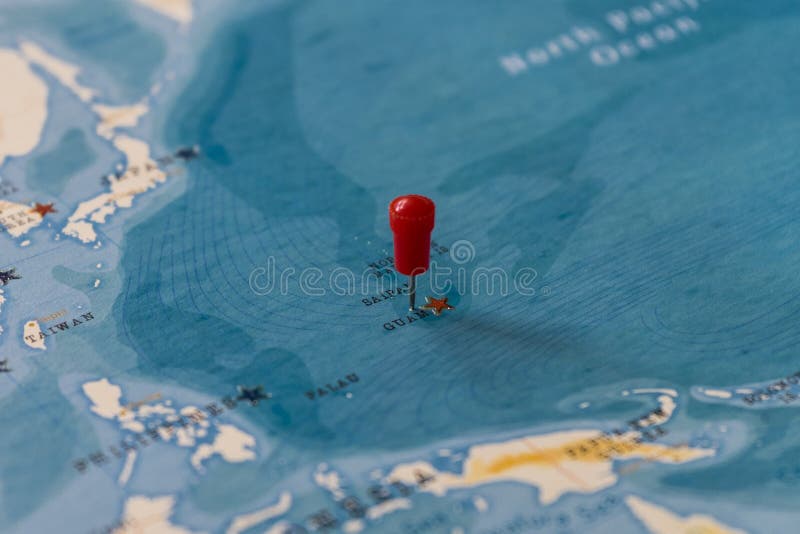 A Pin on Guam, Usa in the World Map Stock Image - Image of paper ...